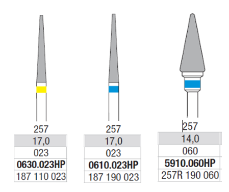 TUNGSTEN CARBIDE BUR HP CROSS CUT 257 TAPER LONG EDENTA